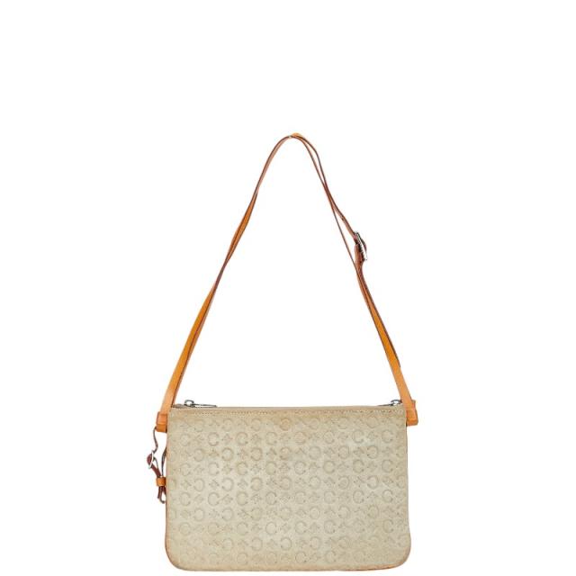 セリーヌ Cマカダム ショルダーバッグ ベージュ ブラウン スウェット レディース CELINE 【中古】