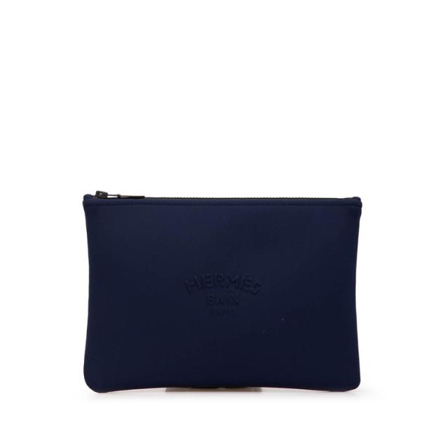 エルメス トゥルース フラット ネオバンMM ポーチ ネイビー ポリアミド レディース HERMES 【中古】