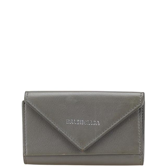 バレンシアガ ロゴ 6連 キーケース グレー レザー レディース BALENCIAGA 【中古】