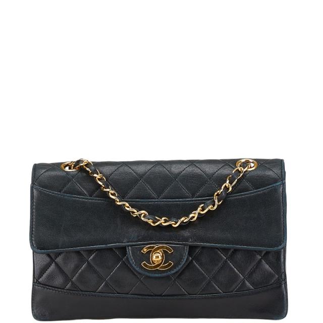 シャネル ココマーク マトラッセ チェーン ショルダーバッグ ブラック ラムスキン レディース CHANEL 【中古】