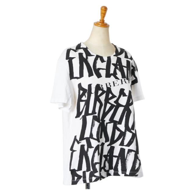 バーバリー ロゴ 半袖Ｔシャツ サイズ:M ホワイト ブラック コットン レディース BURBERRY 【中古】