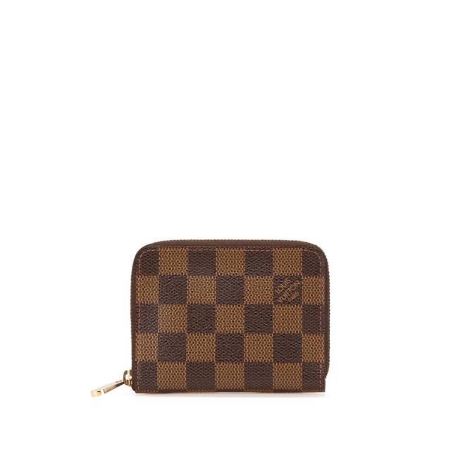ルイ ヴィトン ダミエ ジッピー パース ケース N63070 ブラウン PVC レザー レディース LOUIS VUITTON 【中古】