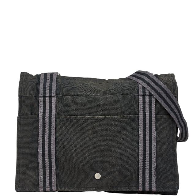 エルメス フールトゥ バサスMM 斜め掛け ショルダーバッグ メッセンジャーバッグ ブラック キャンバス レディース HERMES 【中古】