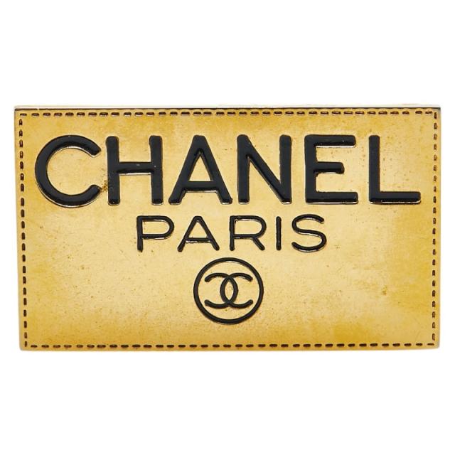 シャネル ロゴ プレート ブローチ ゴールド メッキ レディース CHANEL 【中古】