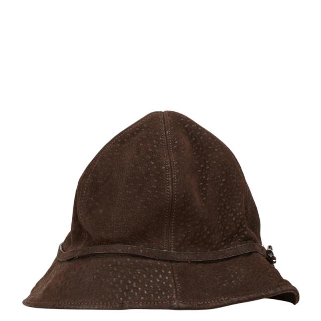 プラダ ハット サイズ：M ブラウン レザー ナイロン レディース PRADA 【中古】