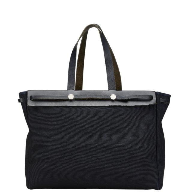 エルメス エールバッグ カバスGM ハンドバッグ トートバッグ ネイビー トワルオフィシエ レザー レディース HERMES 【中古】