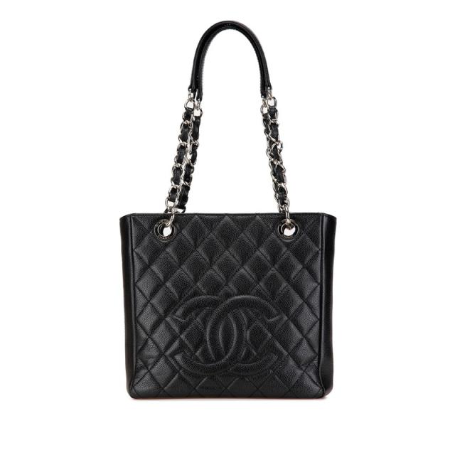 シャネル マトラッセ PSTトート ココマーク チェーン トートバッグ ショルダーバッグ ブラック キャビアスキン CHANEL 【中古】