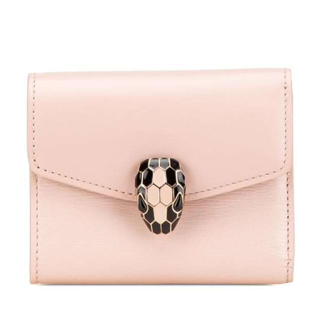 ブルガリ セルペンティ フォーエバー コンパクトウォレット 三つ折り財布 289965 ピンク レザー レディース BVLGARI 【中古】