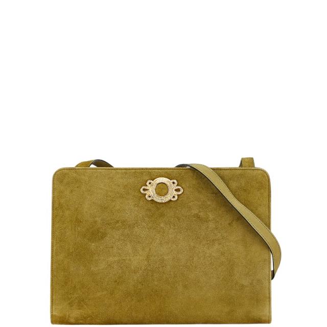 サルヴァトーレフェラガモ 斜め掛け ショルダーバッグ グリーン カーキ スウェード レディース Salvatore Ferragamo 【中古】