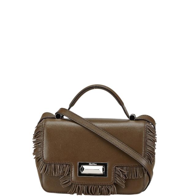 マックスマーラ フリンジ ハンドバッグ ショルダーバッグ ブラウン レザー レディース MAX MARA 【中古】