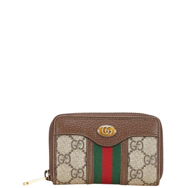 グッチ GGスプリーム オフィディア シェリーライン ケース 597613 96IWT 8745 ブラウン PVC レザー レディース GUCCI 【中古】