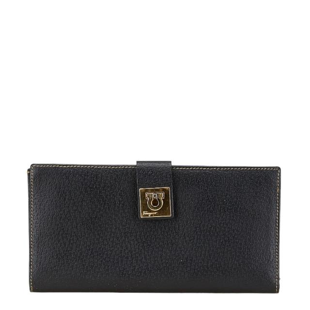 サルヴァトーレフェラガモ ガンチーニ 長財布 IY-22 1283 ブラック レザー レディース Salvatore Ferragamo 【中古】