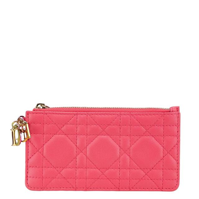 ディオール カナージュ カードケース ピンク レザー レディース Dior 【中古】