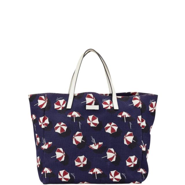 グッチ 傘 アンブレラ トートバッグ ハンドバッグ 282439 ネイビー マルチカラー キャンバス レザー レディース GUCCI 【中古】
