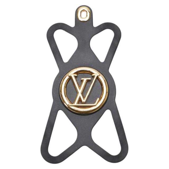 ルイ ヴィトン モノグラム ルイーズ LVサークル フォンフォルダー ストラップ M68382 ブラック ブラウン ラバー LOUIS VUITTON 【中古】