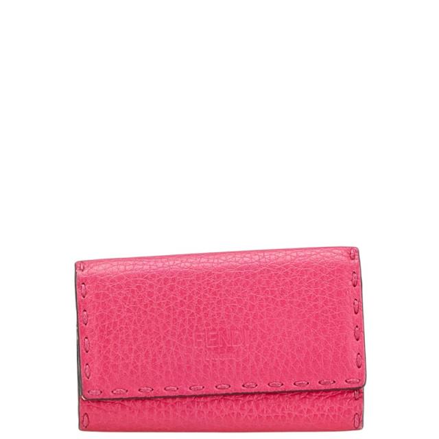 フェンディ セレリア 6連 キーケース 8AP079 ピンク レザー レディース FENDI 【中古】