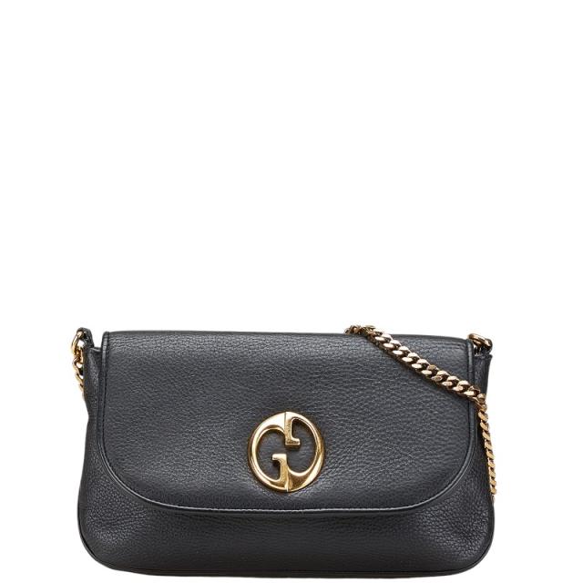グッチ チェーン ワンショルダーバッグ 251820 ブラック レザー レディース GUCCI 【中古】