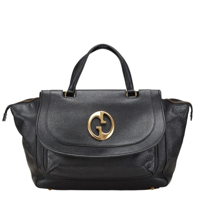 グッチ ダブルG ハンドバッグ ボストンバッグ 251813 ブラック レザー レディース GUCCI 【中古】