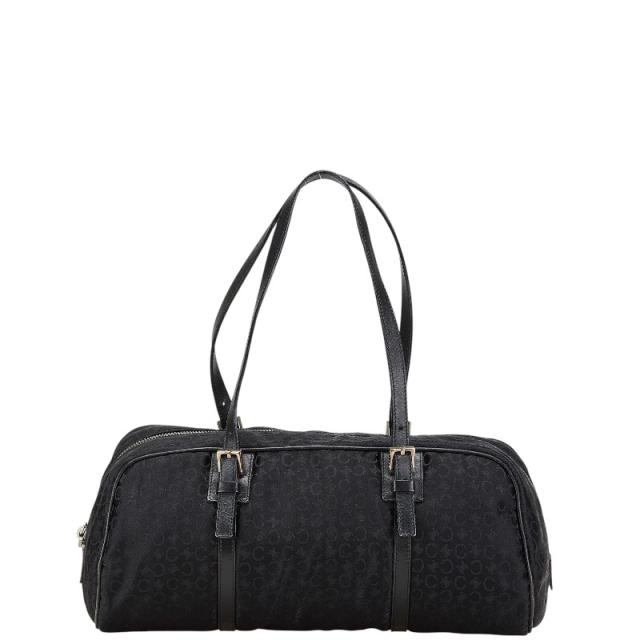 セリーヌ Cマカダム ハンドバッグ ミニボストンバッグ ブラック キャンバス レザー レディース CELINE 【中古】