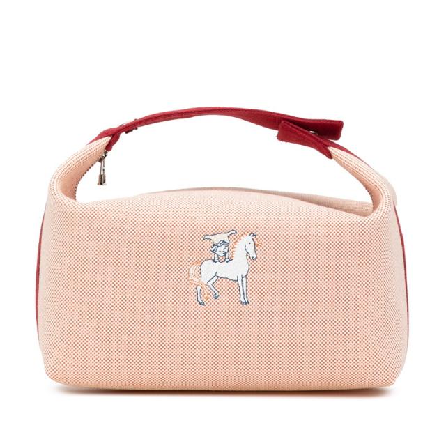 エルメス ブリッド ア ブラックGM カブリオル ハンドバッグ テラコッタ レッド キャンバス レディース HERMES 【中古】