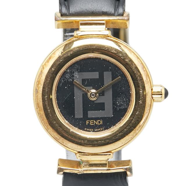 フェンディ 腕時計 320L クオーツ ブラック文字盤 ステンレススチール レザー レディース FENDI 【中古】