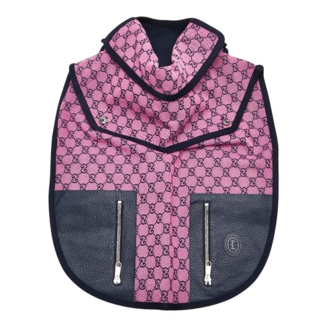 グッチ GGキャンバス ドッグウェア ペット用品 サイズ：L 695730 ピンク ネイビー キャンバス レザー レディース GUCCI 【中古】