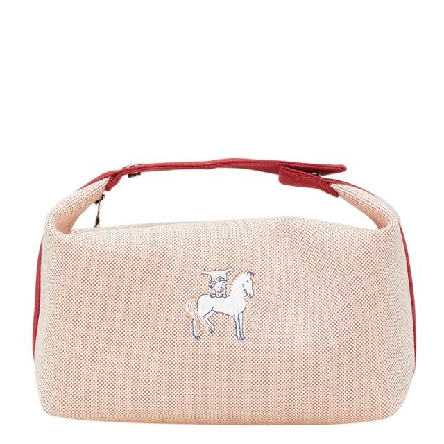 エルメス ブリッドアブラックGM ガブリオル ハンドバッグ テラコッタ オレンジ ホワイト レッド トワルアッシュ HERMES 【中古】