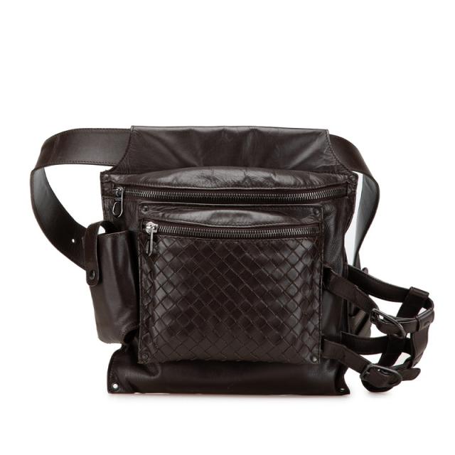 ボッテガヴェネタ イントレチャート ボディバッグ ウエストバッグ ブラウン レザー レディース BOTTEGAVENETA 【中古】