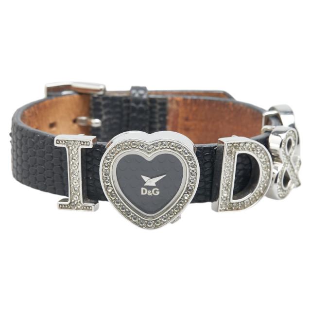ドルチェアンドガッバーナ TIME I Love D&G 腕時計 DW0005 クオーツ ブラック文字盤 ステンレススチール レザー DOLCE&GABBANA 【中古】