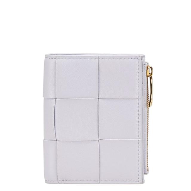 ボッテガヴェネタ マキシイントレチャート 二つ折り財布 パープル レザー レディース BOTTEGAVENETA 【中古】