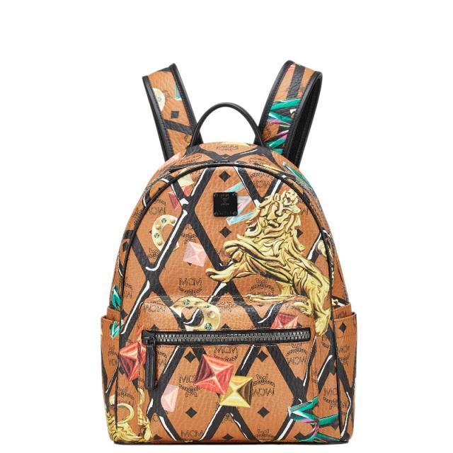 エム シー エム ラブレス コラボ ヴィセトス リュック バックパック ブラウン マルチカラー PVC レザー レディース MCM 【中古】
