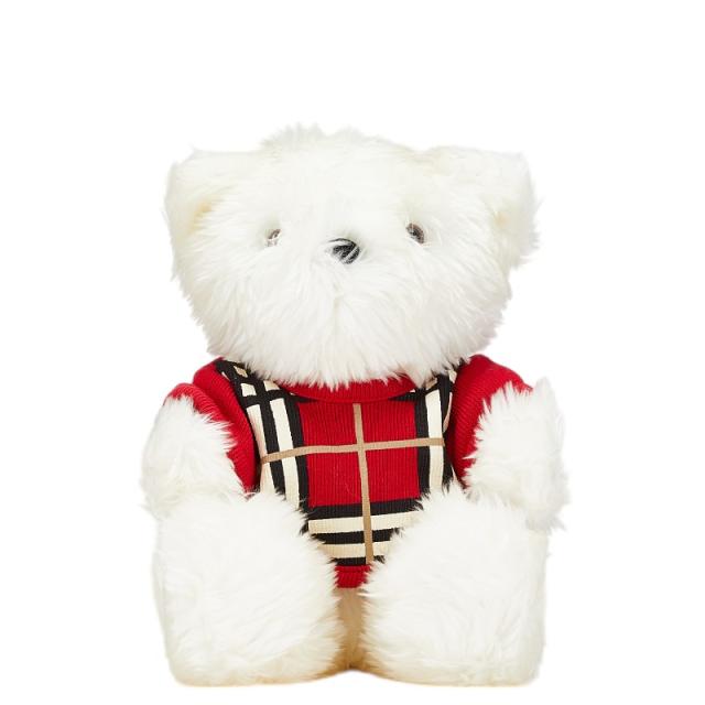 バーバリー テディベア クマ 熊 チェック ぬいぐるみ オフホワイト レッド ポリエステル コットン レディース BURBERRY 【中古】