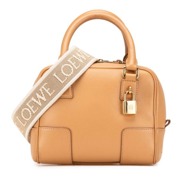 ロエベ アマソナ16 スクエア ミニハンドバッグ ショルダーバッグ 2WAY ブラウン レザー レディース LOEWE 【中古】