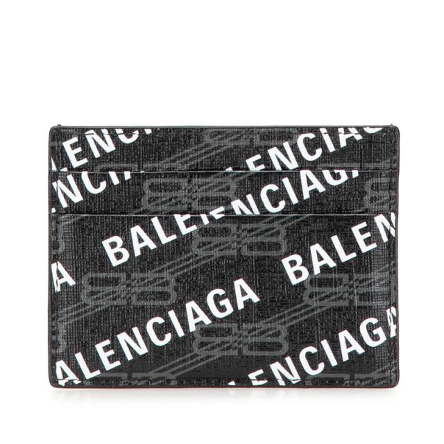 バレンシアガ ロゴ カードケース パスケース 594309 ブラック ホワイト PVC メンズ BALENCIAGA 【中古】