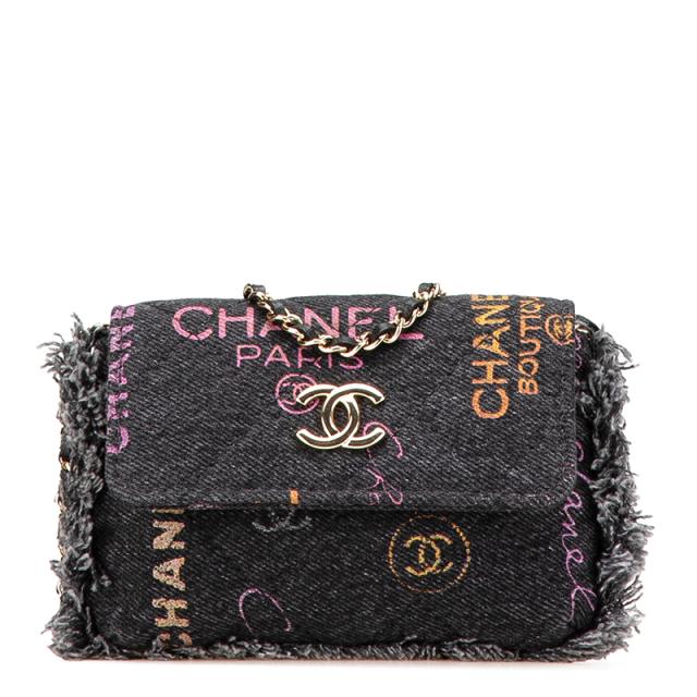 シャネル マトラッセ ココマーク フリンジ 斜め掛け チェーン ショルダーバッグ ポシェット ブラック マルチカラー CHANEL 【中古】
