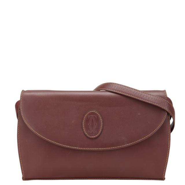 カルティエ マストライン ショルダーバッグ ワインレッド ボルドー レザー レディース CARTIER 【中古】