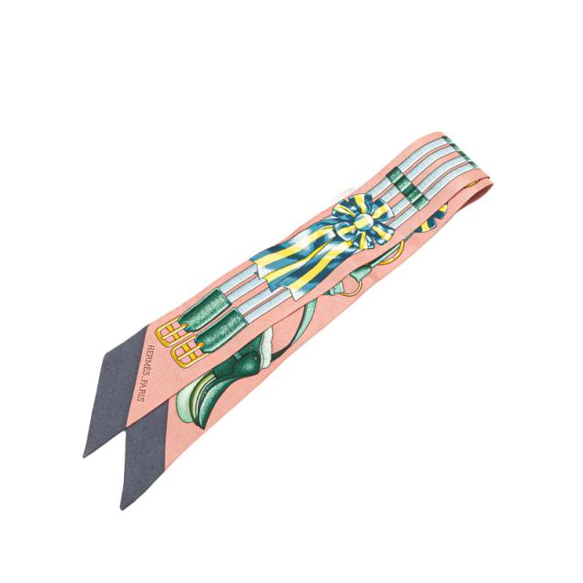 エルメス ツイリー Jumping ジャンピング スカーフ ピンク マルチカラー シルク レディース HERMES 【中古】