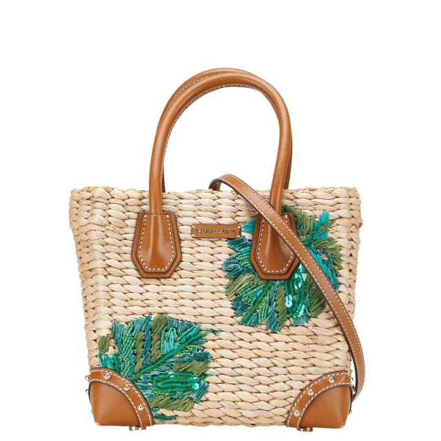マイケルコース ハンドバッグ かごバッグ ショルダーバッグ 2WAY 30S8GMBM4W ベージュ ブラウン グリーン Michael Kors 【中古】