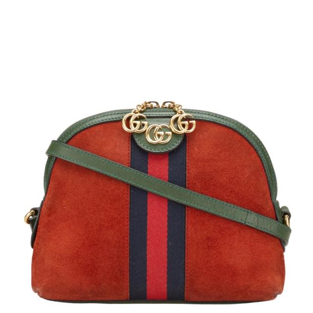 グッチ オフィディア シェリーライン 斜め掛け ショルダーバッグ 499621 オレンジ グリーン スウェード レザー GUCCI 【中古】
