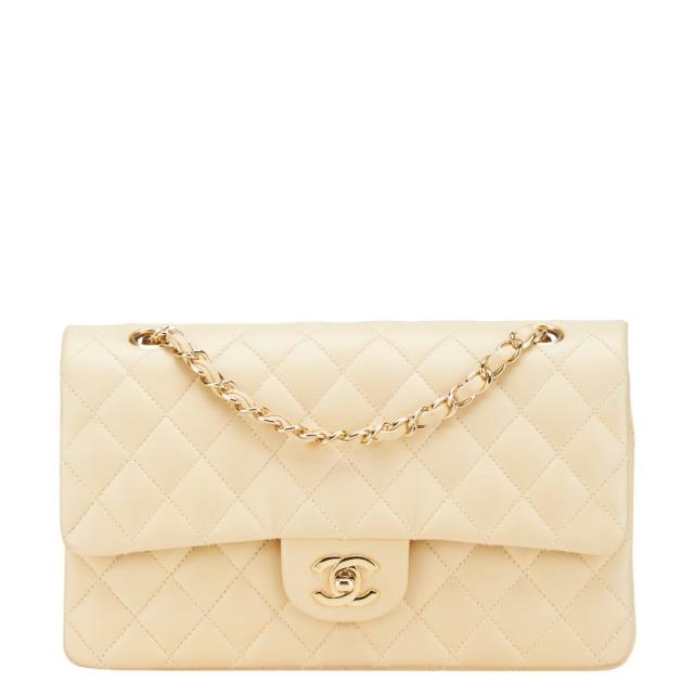 シャネル ココマーク マトラッセ25 ダブルフラップ チェーン ショルダーバッグ ベージュ ラムスキン レディース CHANEL 【中古】