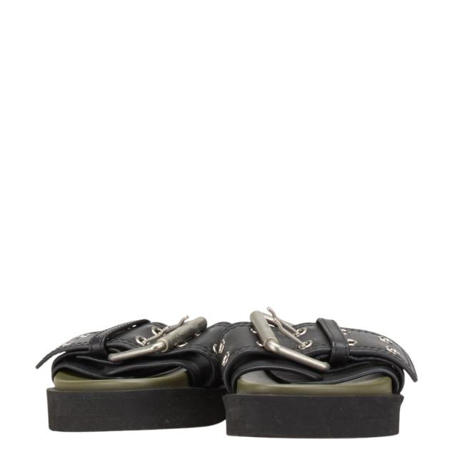 ヴェルサーチェ ヴェルサス サンダル サイズ：35 ブラック カーキ レザー レディース VERSACE 【中古】