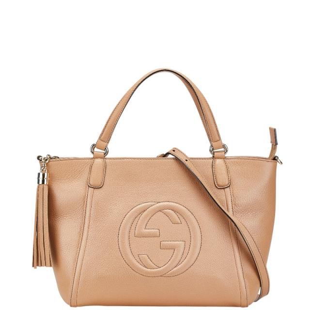 グッチ ソーホー タッセル ハンドバッグ ショルダーバッグ 2WAY 369176 ベージュ レザー レディース GUCCI 【中古】