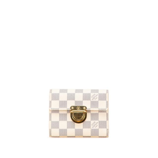 ルイ ヴィトン ダミエ アズール ポルト フォイユ コアラ 三つ折り財布 N60013 ホワイト PVC レディース LOUIS VUITTON 【中古】
