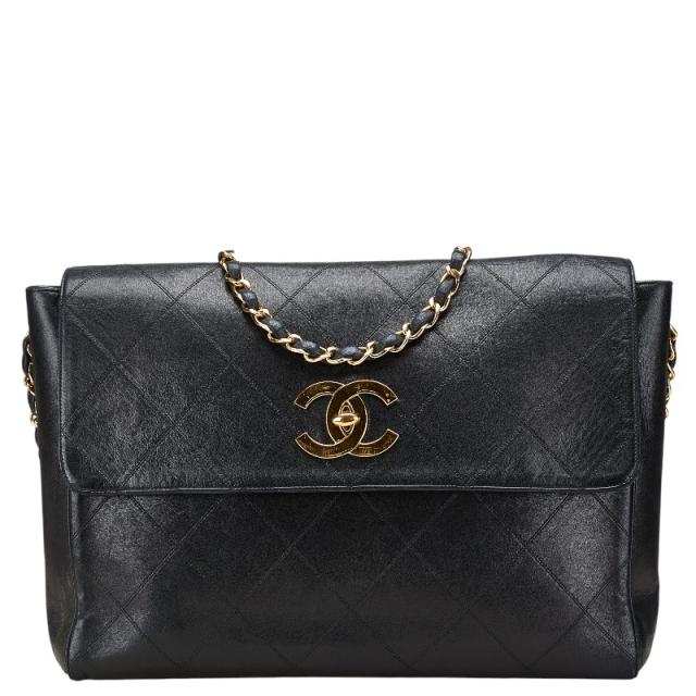 シャネル デカココマーク ビコローレ チェーン ショルダーバッグ ブラック ラムスキン レディース CHANEL 【中古】