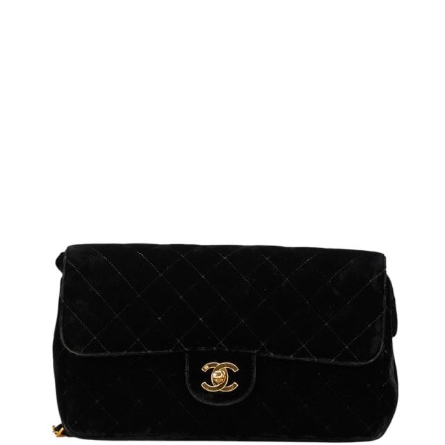 シャネル マトラッセ25 ココマーク チェーン リュック バックパック ブラック ベロア レザー レディース CHANEL 【中古】