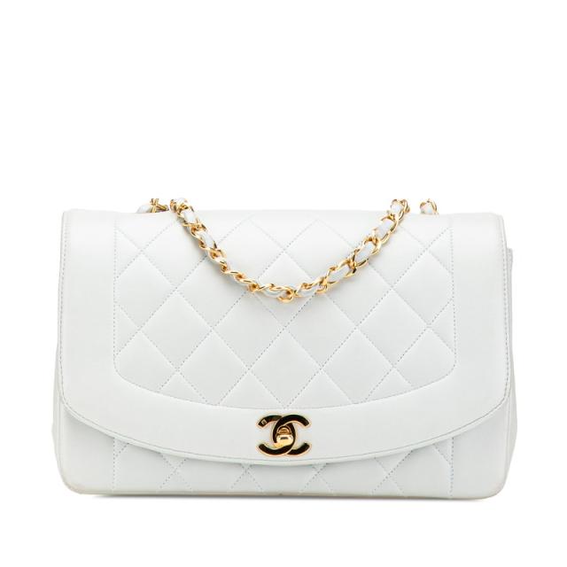 シャネル ダイアナ ココマーク 斜め掛け チェーン ショルダーバッグ ライトブルー ラムスキン レディース CHANEL 【中古】