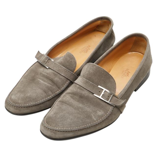 エルメス アピ H ローファー サイズ：42 1/2 グレー スエード メンズ HERMES 【中古】