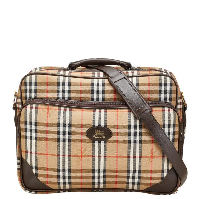 バーバリー ノバチェック シャドーホース ボストンバッグ ショルダーバッグ 2WAY ベージュ ブラウン キャンバス レザー BURBERRY 【中古】