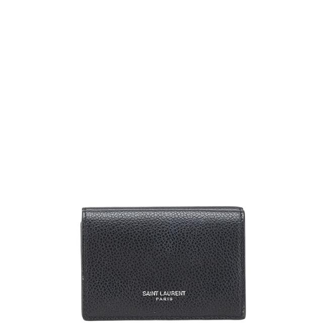 サンローラン 三つ折り財布 コンパクトウォレット ブラック レザー レディース SAINT LAURENT 【中古】