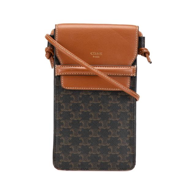 セリーヌ トリオンフ ポーチ ショルダーバッグ ブラック ブラウン PVC レザー レディース CELINE 【中古】